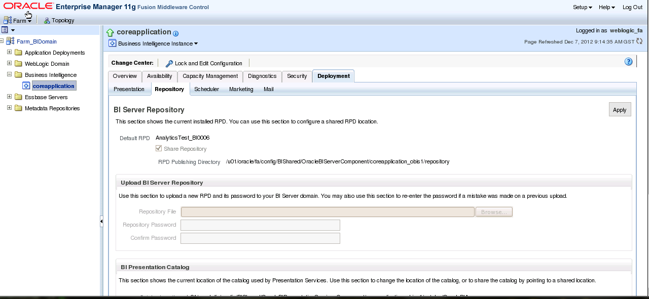 Oracle Fusion Applications: Loading RPD File in Fusion Applications