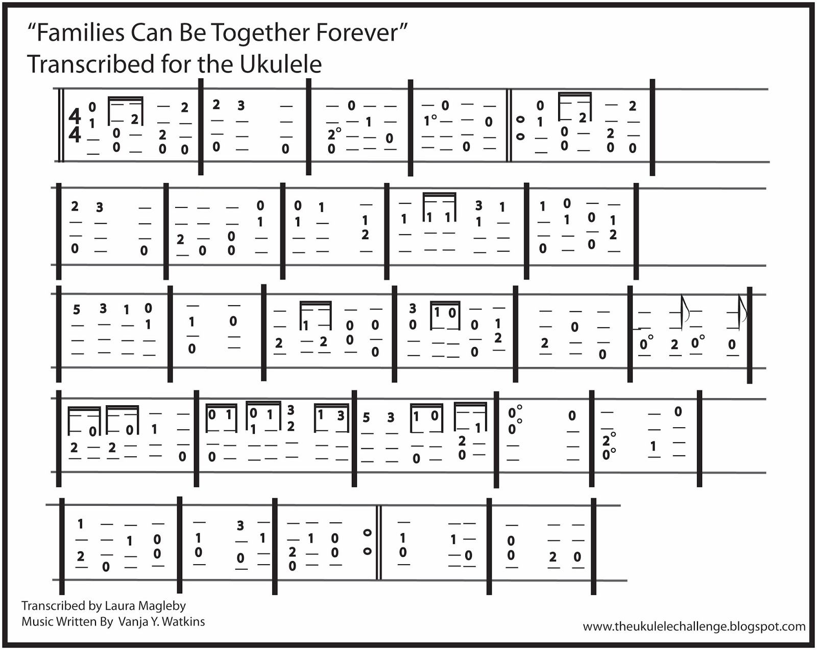 The Ukulele Challenge: "Families Can Be Together Forever" Transcribed ...