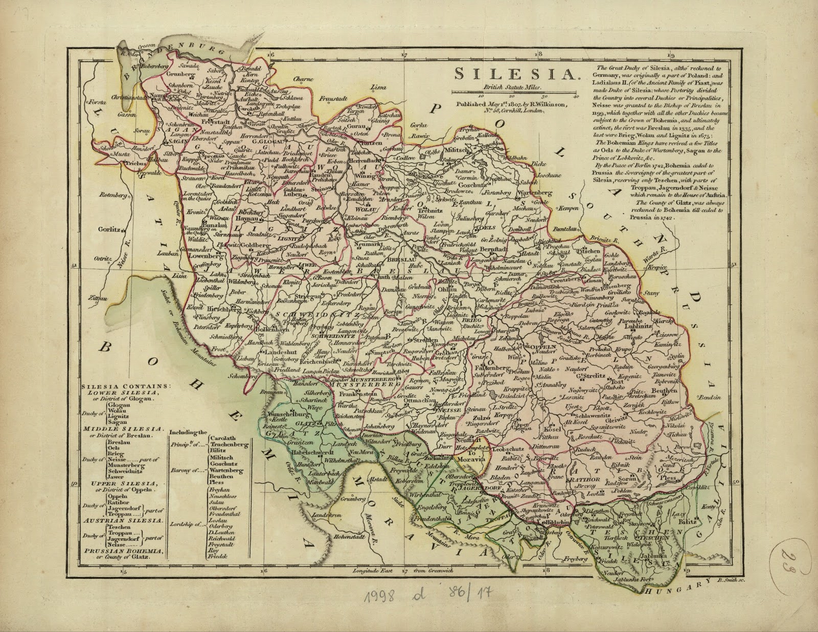Śląsk - mapa historyczna z 1807 roku | mapaGO.pl