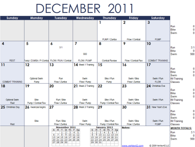 Musings of an Endorphin Addict: December Training Schedule