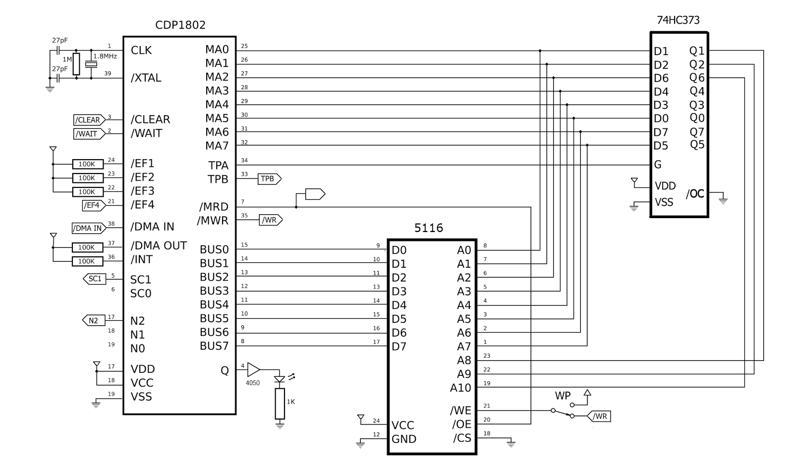 DQSoft: Cosmac ELF (1802): O Circuito para Montagem em Protoboard