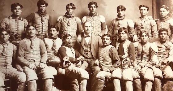 Football of Yore: Coach John Hall / Carlisle Indian Football Team, 1898