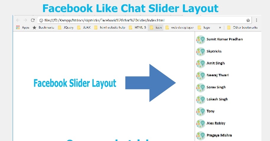 Facebook Like Chat Slider Layout Design Example Skptricks