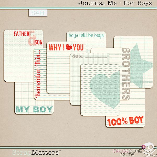 Crossbone Cuts: *NEW* Journal Me - For Boys Journal Cards!