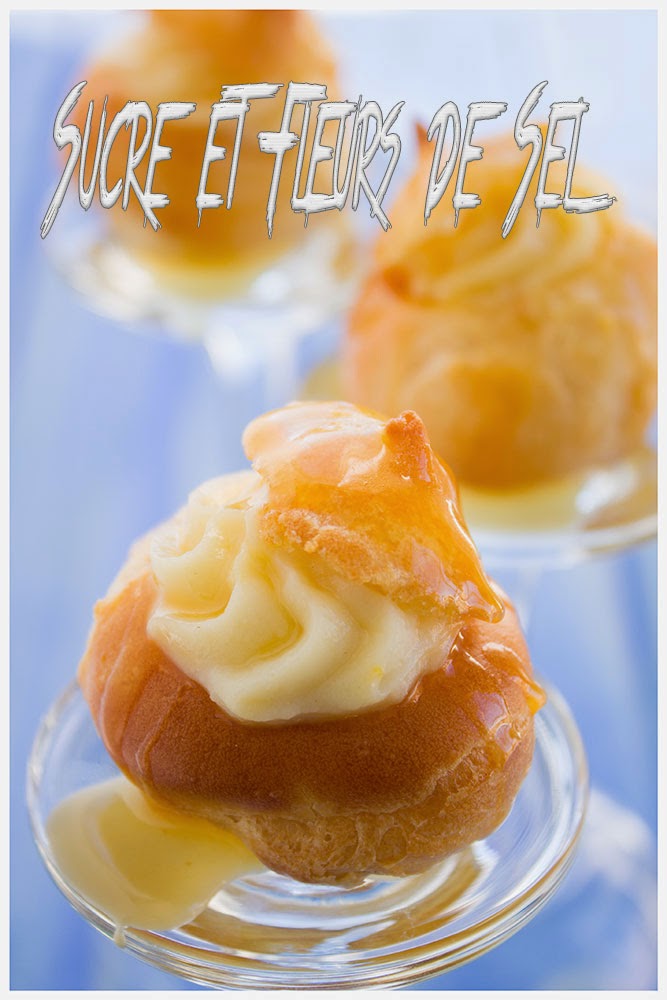 Sucre et Fleurs de Sel: Choux à la crème de citron- amandes et caramel.