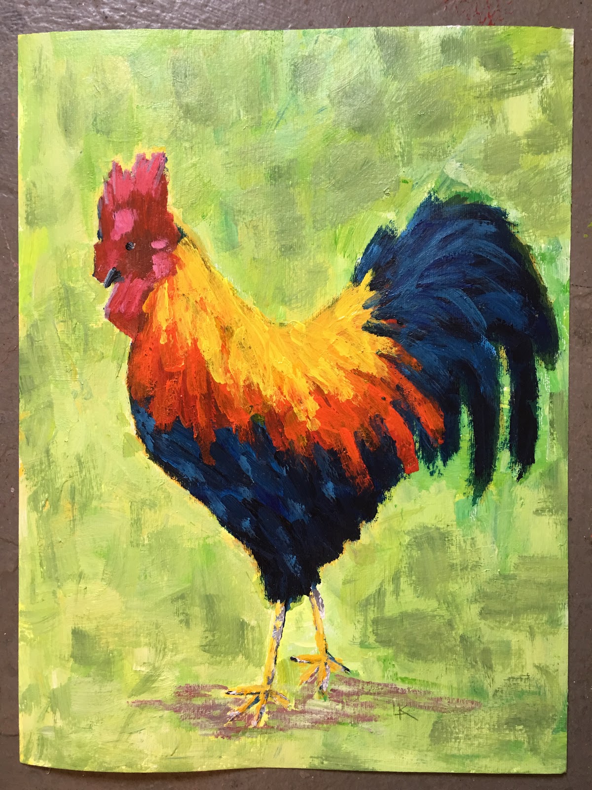 Art Room Britt: Abstract Acrylic Roosters