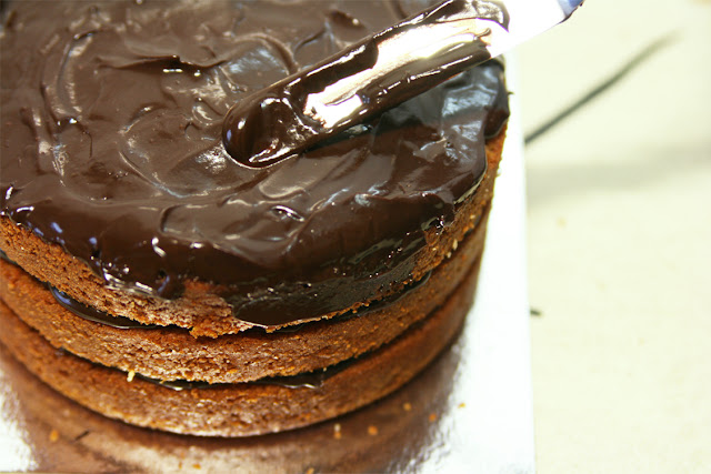 Lemon Cake with Dark Chocolate Ganache