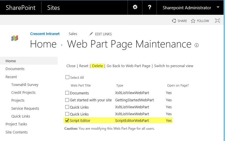 Remove a Web Part from All Pages in SharePoint Site Collection using ...