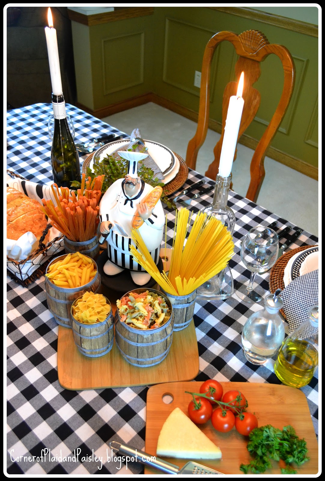 Pasta Dinner Tablescape - La Tavola di Cena Italiana - Corner of Plaid ...