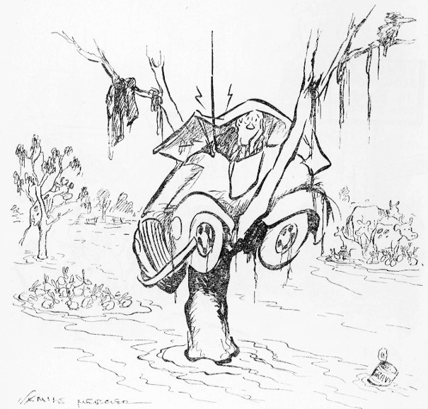 In praise of laughter: Emile Mercier cartoon - Cyclone conditions