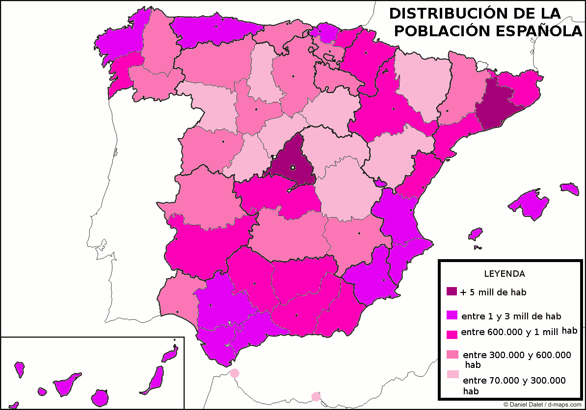 Objetivo 2050: DISTRIBUCIÓN DE LA POBLACIÓN ESPAÑOLA