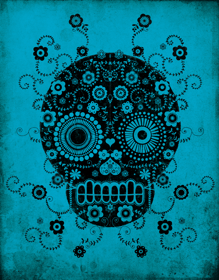 Farnell: Sugar skull on blue