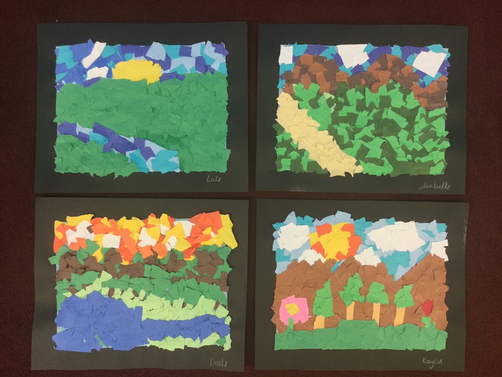 Mrs. Chernisky's Art Studio: Torn Paper Landscapes by 2nd Grade
