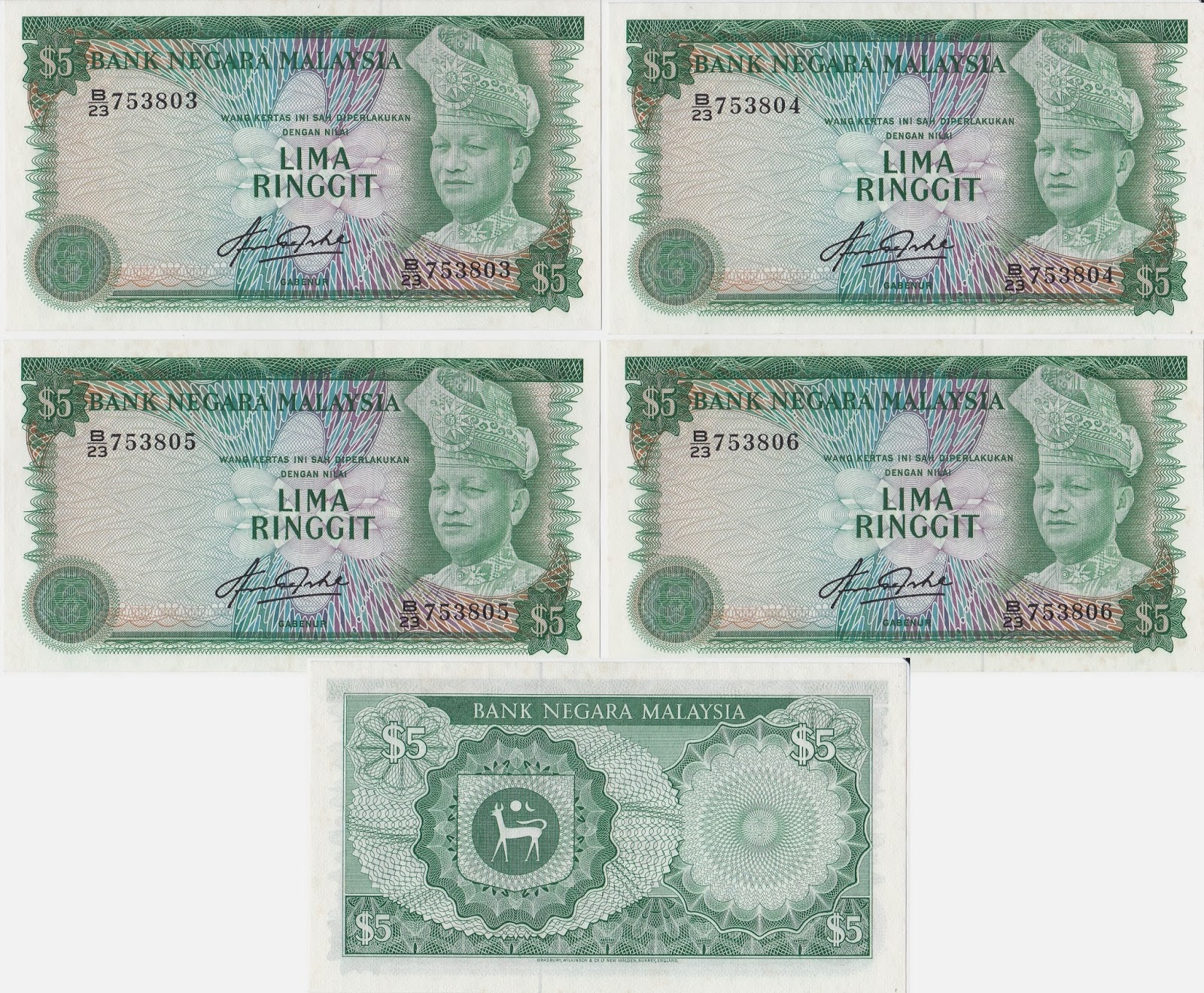 Randhawa's Bank Notes And Collectibles: Malaysia RM 5 4th Series ...