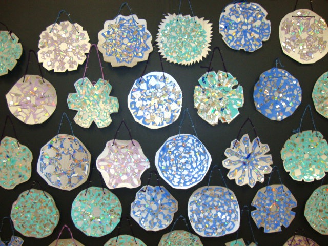 Thomas Elementary Art: Recycled CD Snowflake Mosaics by 4th Grade