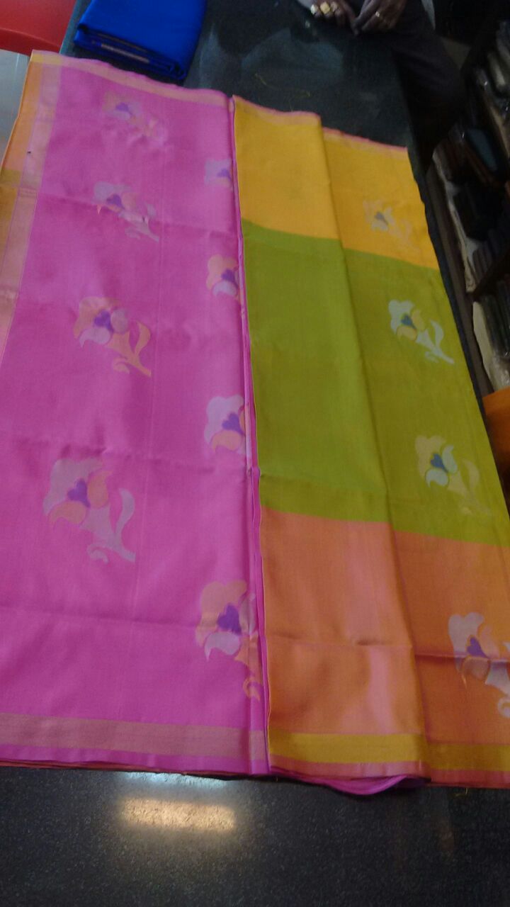 Indian Traditional Handloom Sarees: Uppada Jamdhani Silk sarees,