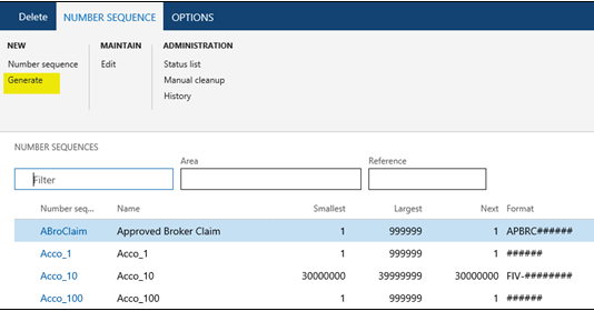 Microsoft dynamics Ax, D365 F& O: Creating a new number sequence in D365