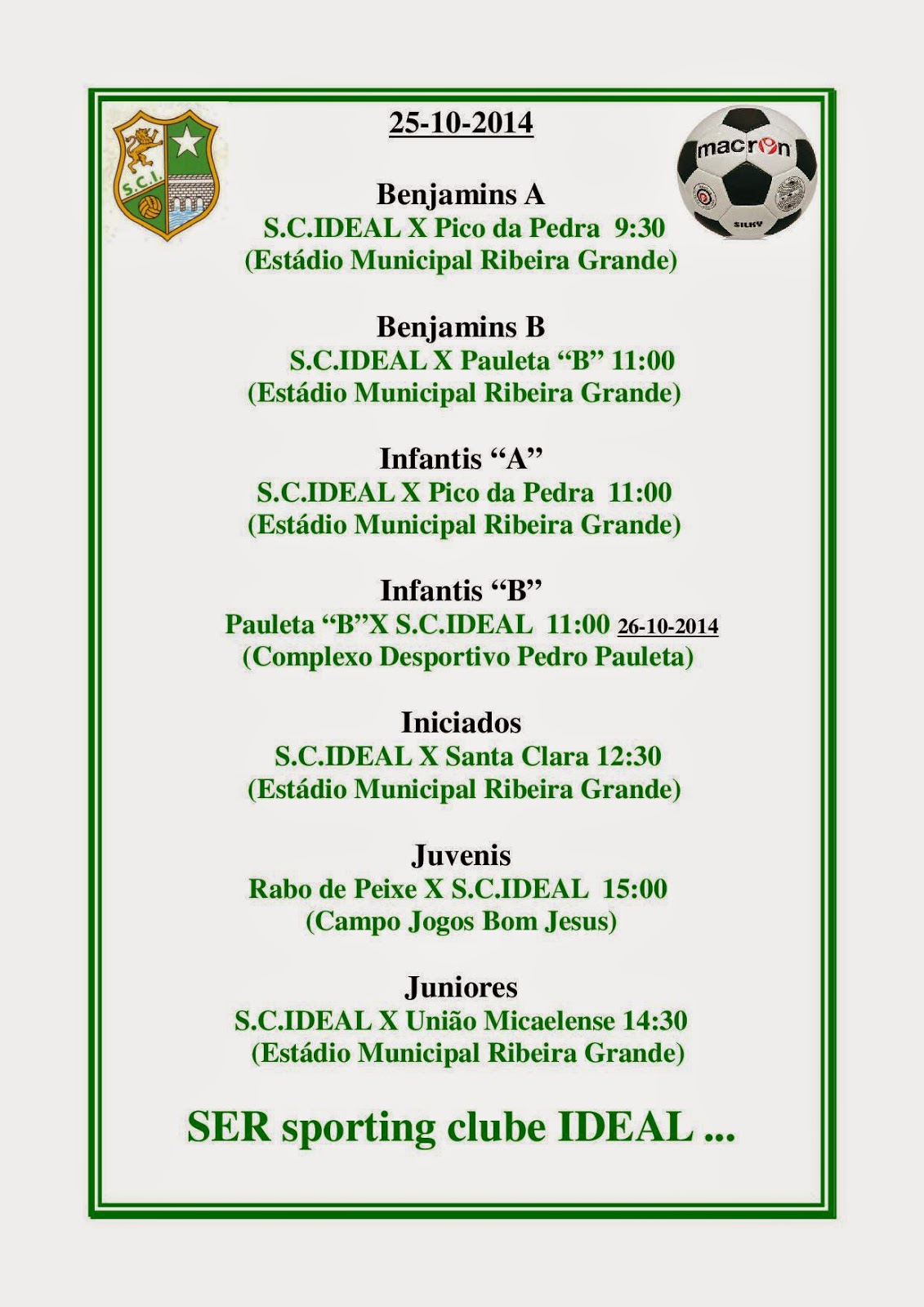 DFA - Desporto e Formação - Açores: SPORTING IDEAL: CALENDÁRIO DE JOGOS ...