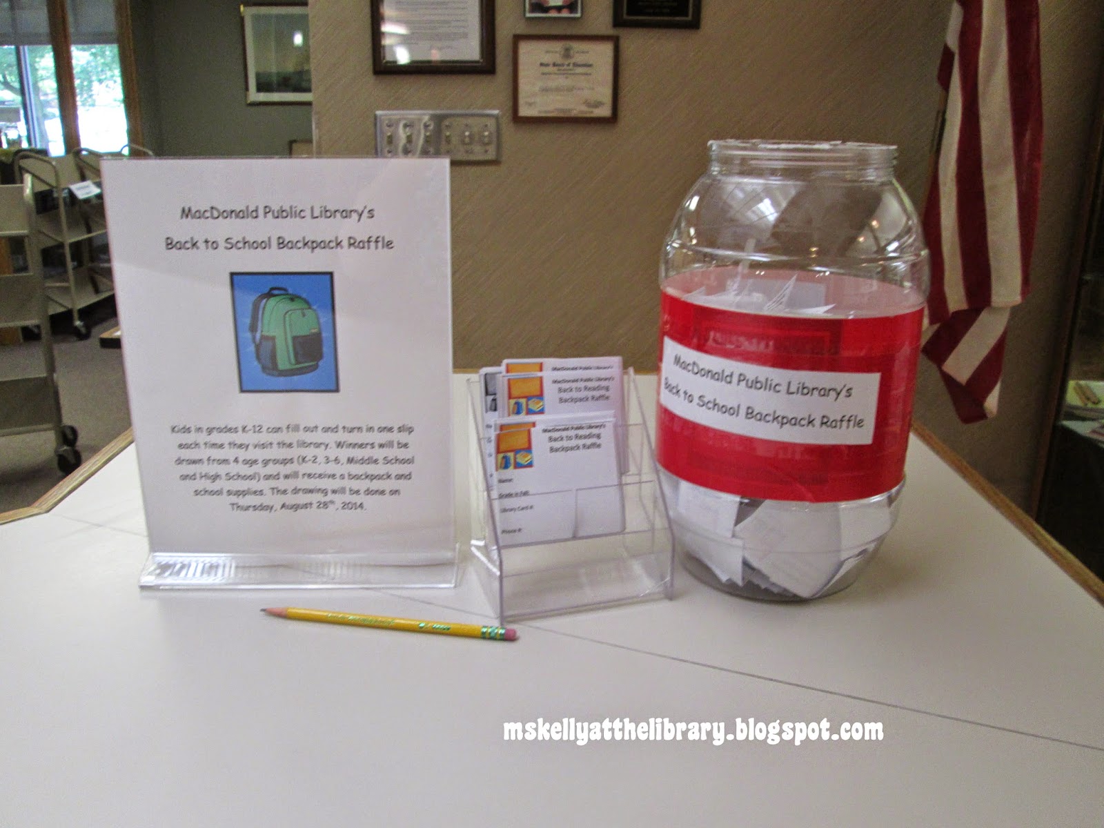 Ms. Kelly at the Library: Back to School Backpack Raffle