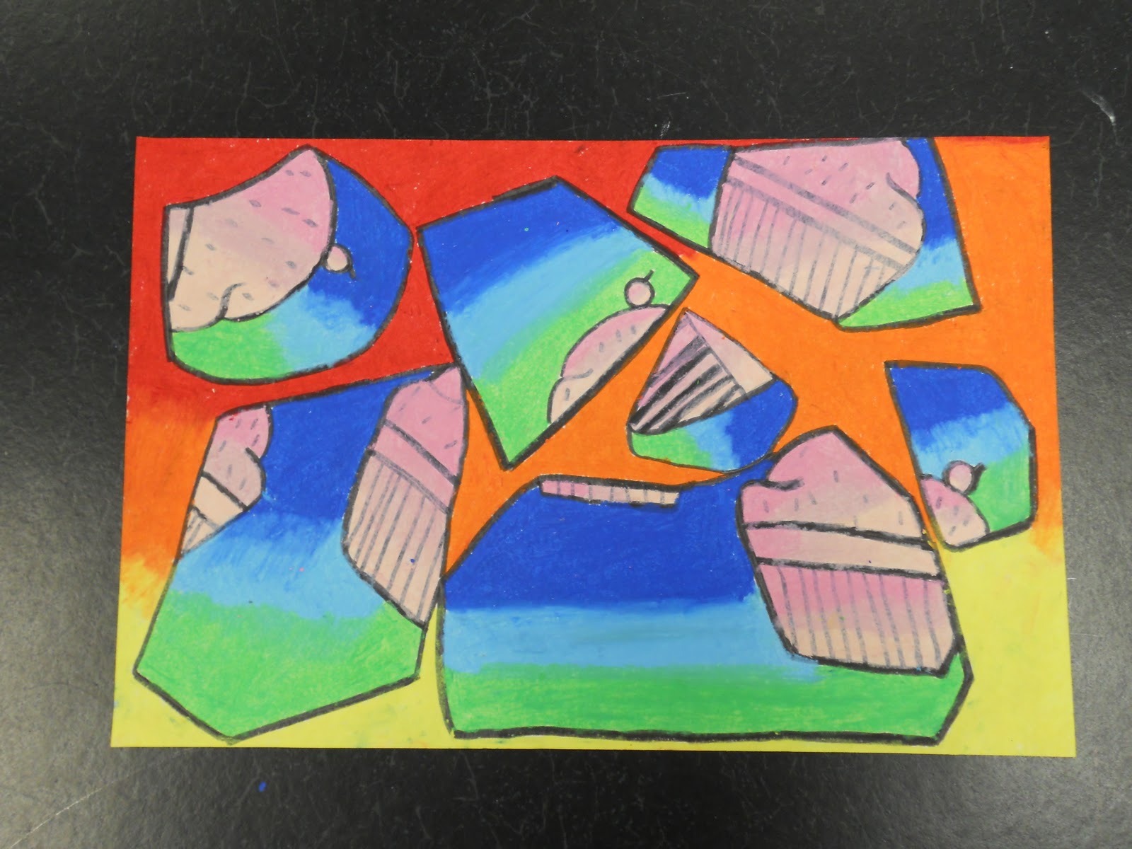 Octorara JHS ART: 7th Grade-VALUE-Cubism Oil Pastels
