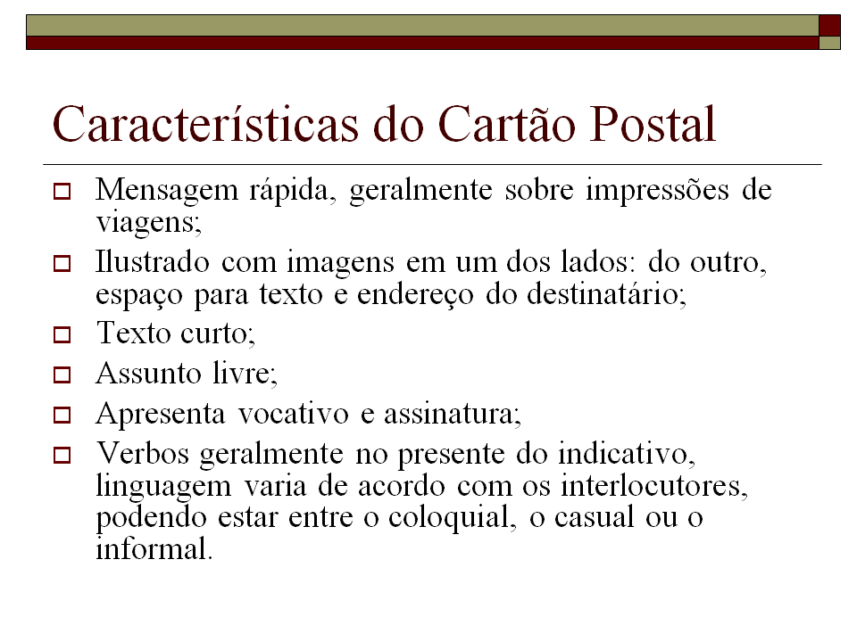 Atividades: CARTÃO POSTAL