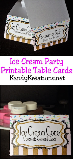 Ice Cream Party Table Food Cards