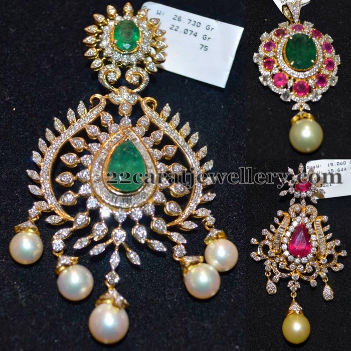 Light Weight Diamond Pendant Sets - Jewellery Designs