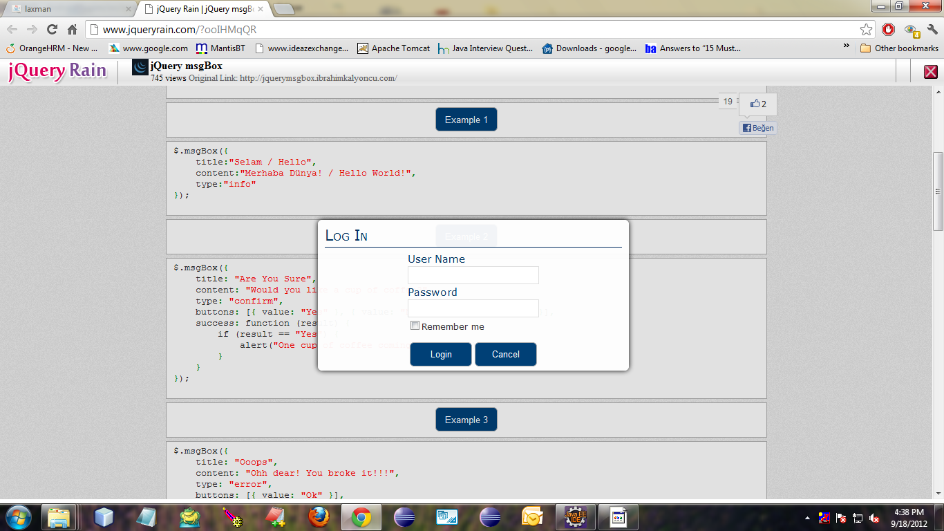 laxman: jQuery.msgBox : Smarter Displaying messages Plugin