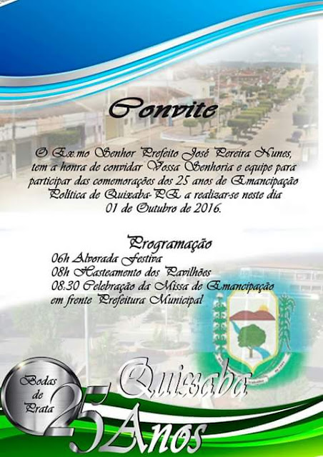Programação dos 25 anos de Emancipação Politica de Quixaba-PE » Blog do ...
