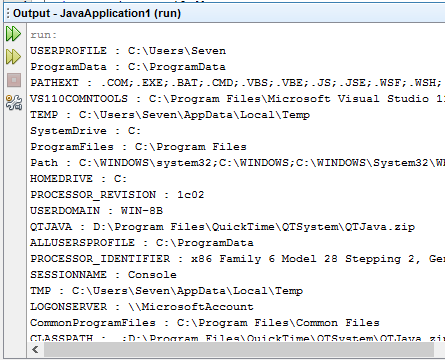 Java-Buddy: List system environment using System.getenv()