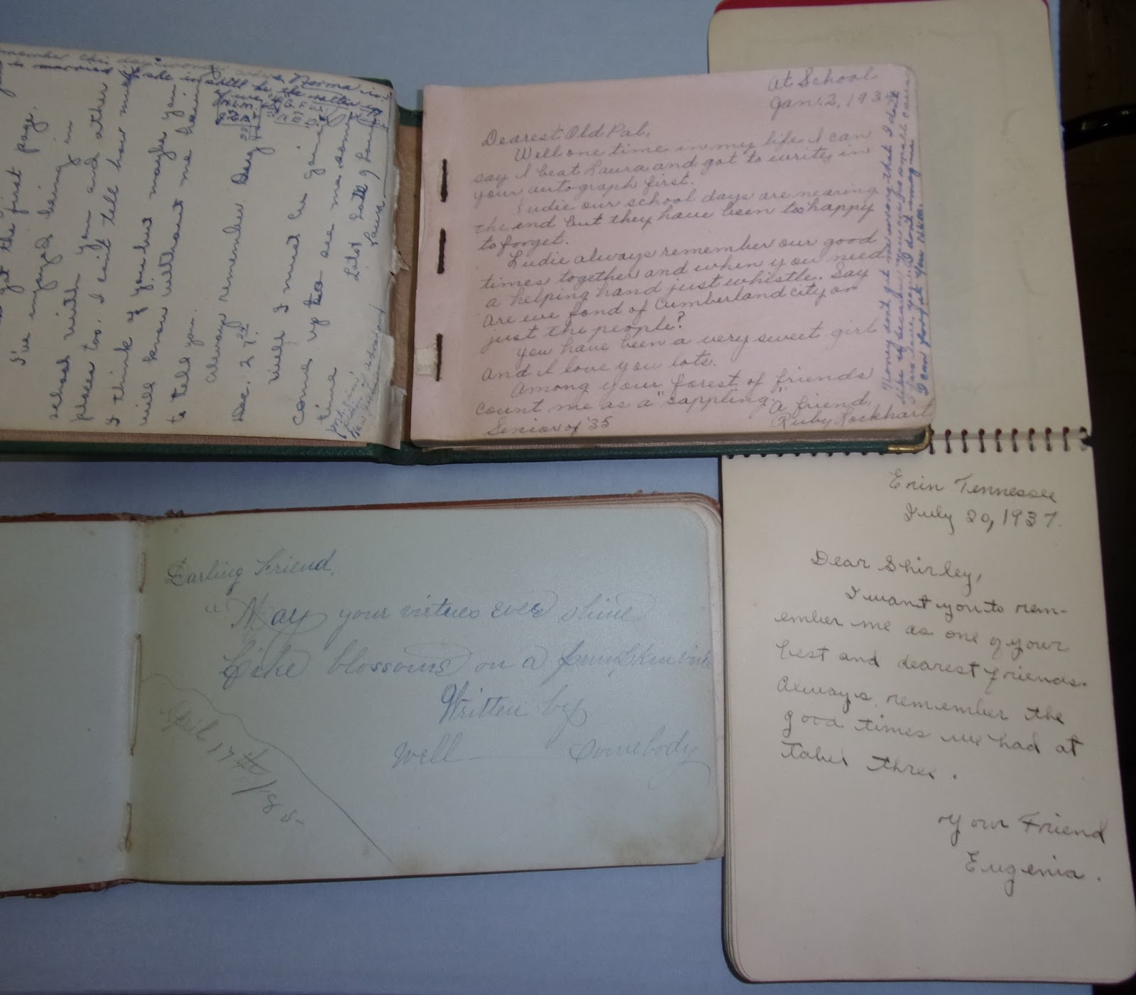 Inside of Autograph books at the Houston County, Tennessee Archives