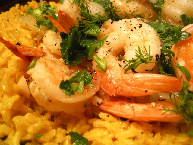 Kvell in the Kitchen: Fennel & Garlic Shrimp with Yellow Rice