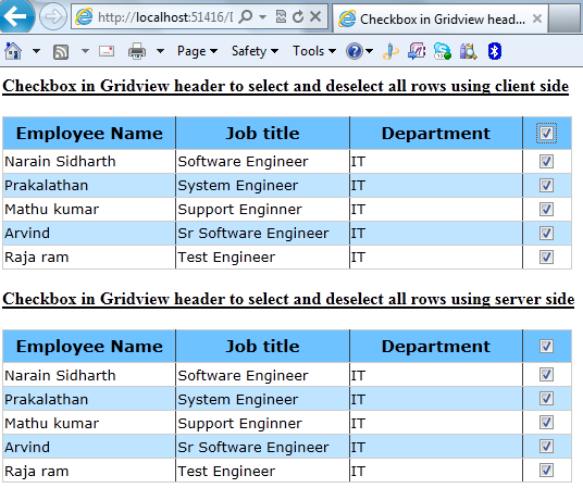 I Can Therefore I Am For Client Side Checkbox Check All Or Uncheck All In Girdview