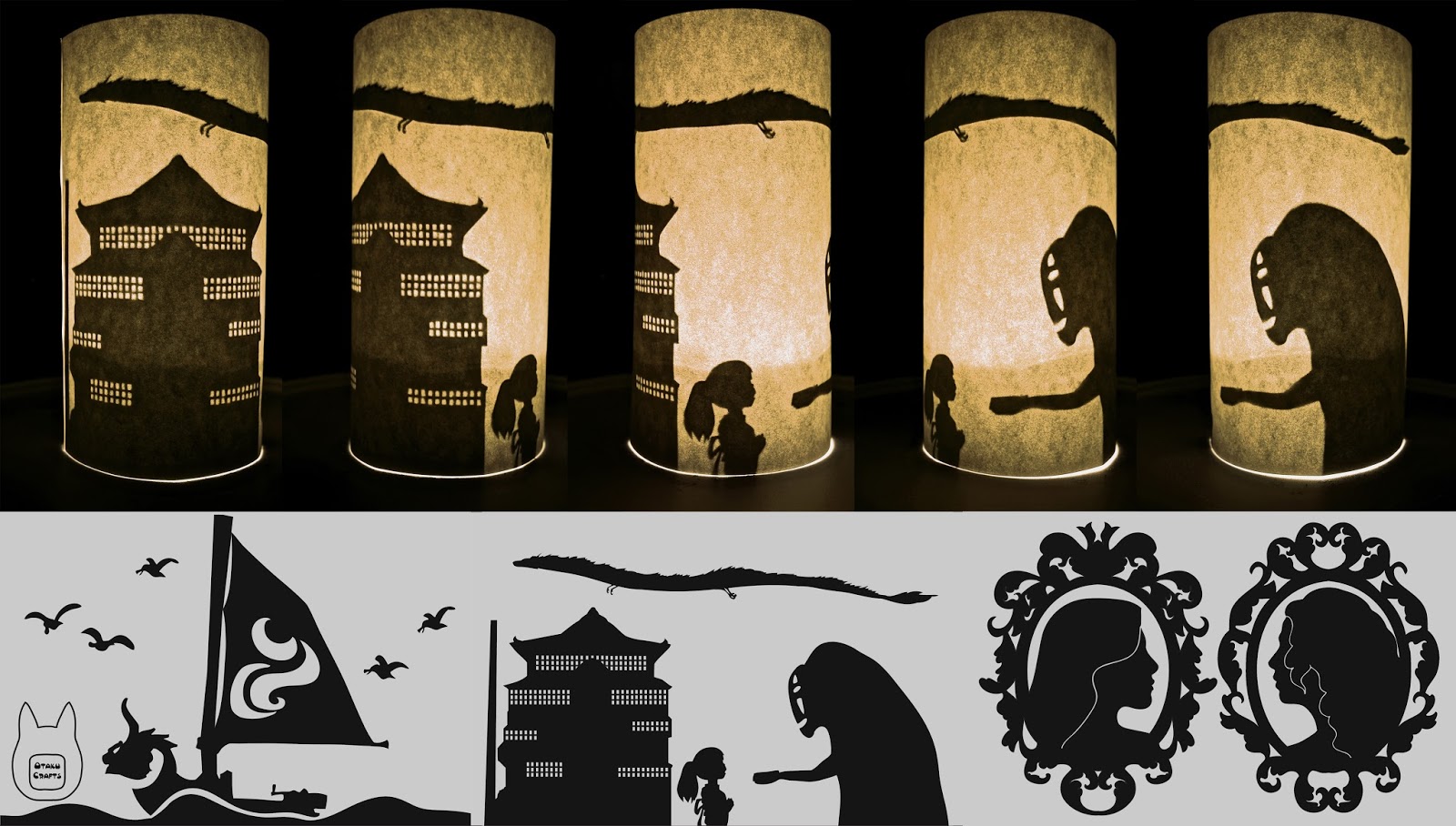 Otaku Crafts: Silhouette Cylinder Papercraft Lights