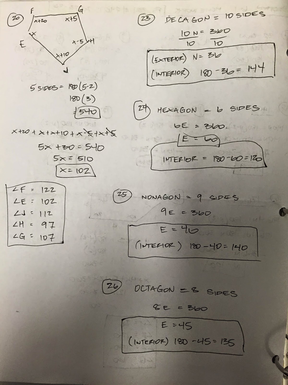 Honors Geometry - Vintage High School: Section 6-1: Angles of Polygons