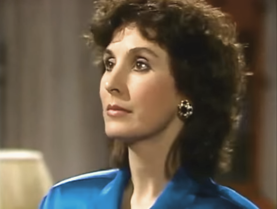 Ladies in Satin Blouses: Anna Stuart - blue satin blouse