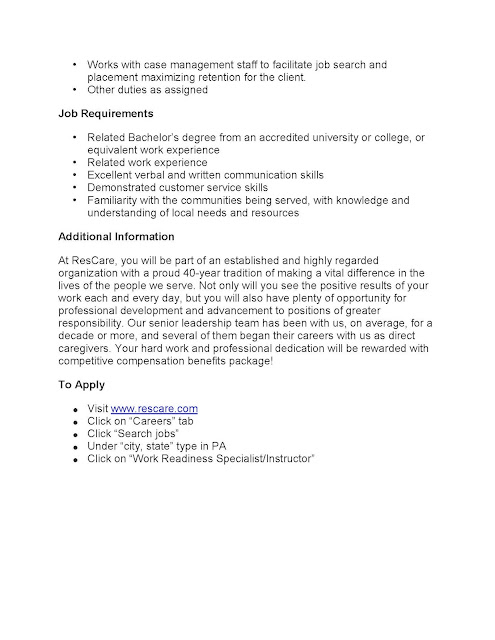 Fresh Start Outreach Ministry : Job Posting - Work Readiness Specialist ... Fresh Start Outreach Ministry : Job Posting - Work Readiness Specialist ...