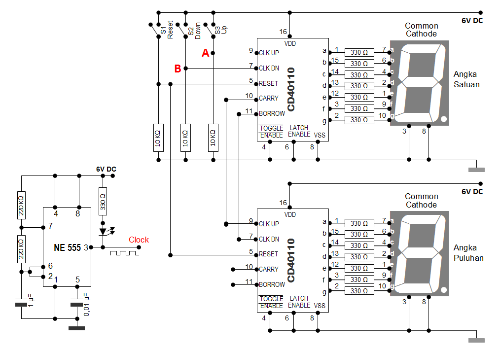Karyaku: 0-9 Up/9-0 Down Counter dengan CD40110