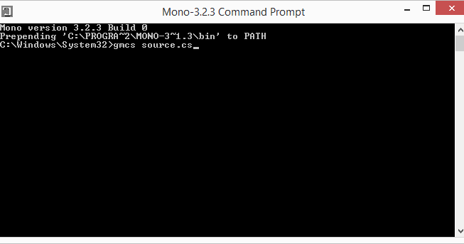 Compile sources with Mono Command Prompt Exercises C#