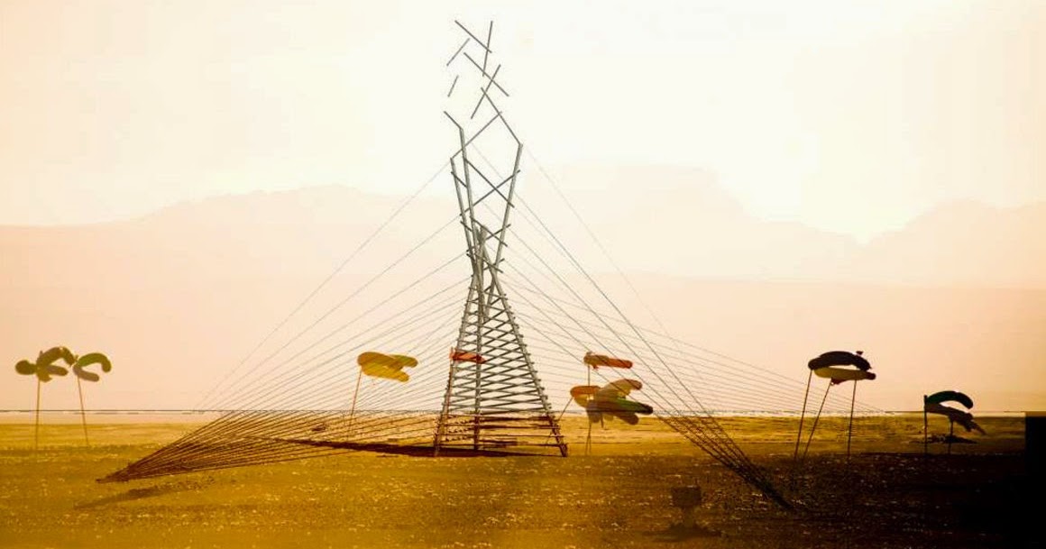 Ropes and Poles: Dissipate - tensegrity tower at AfrikaBurn 2015 festival