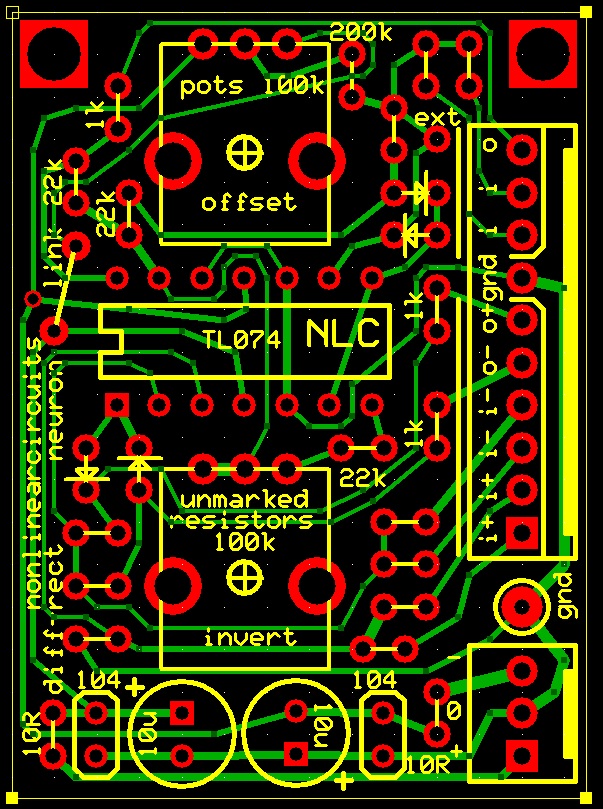 nonlinearcircuits: Neuron / Difference Rectifier PCBs