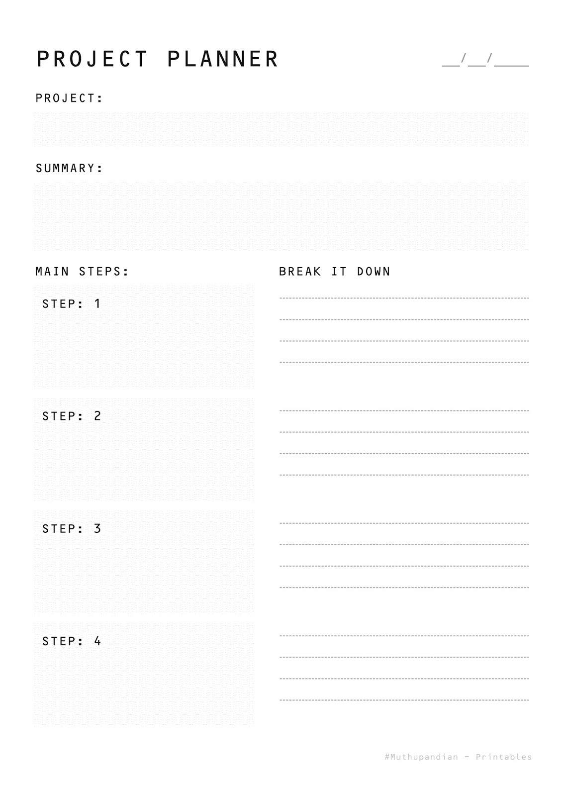 Project planner - printables