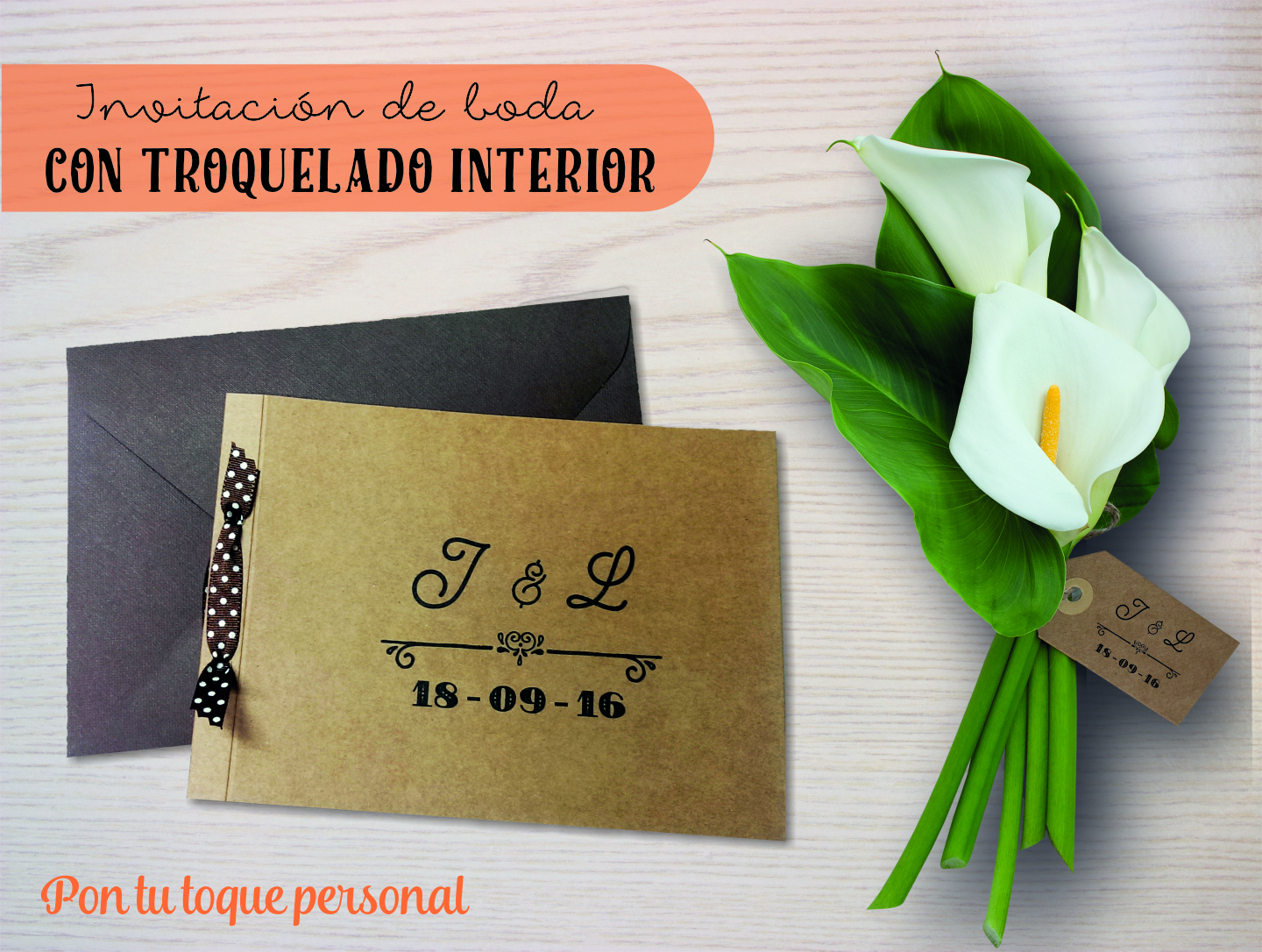 Pon tu toque personal: Invitación de boda con troquelado interior