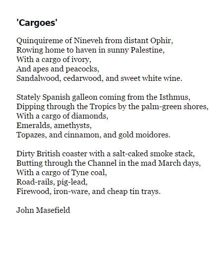'Cargoes' by John Masefield
