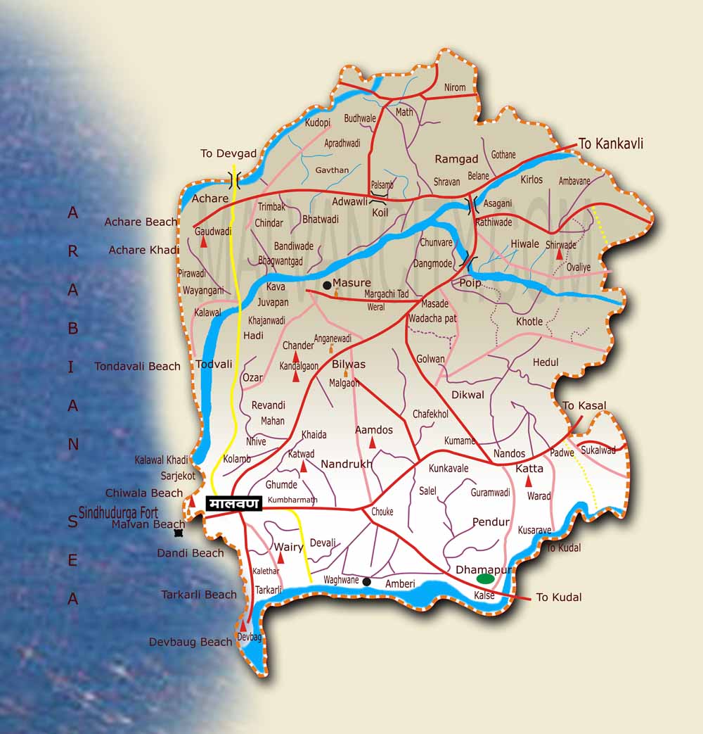 Mumbai to Malvan Map ~ MalvanParyatan