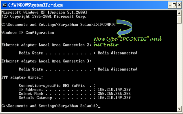 Bearsoft : How to Know Your Computer IP Address With Command Prompt