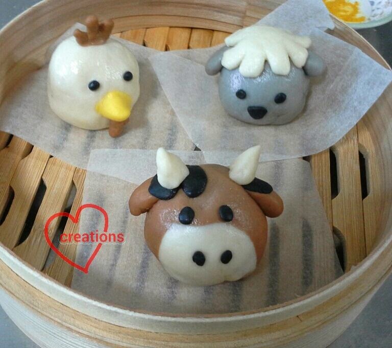 Loving Creations for You: Farm Animals Liu Sha Bao (Salted Egg Custard ...