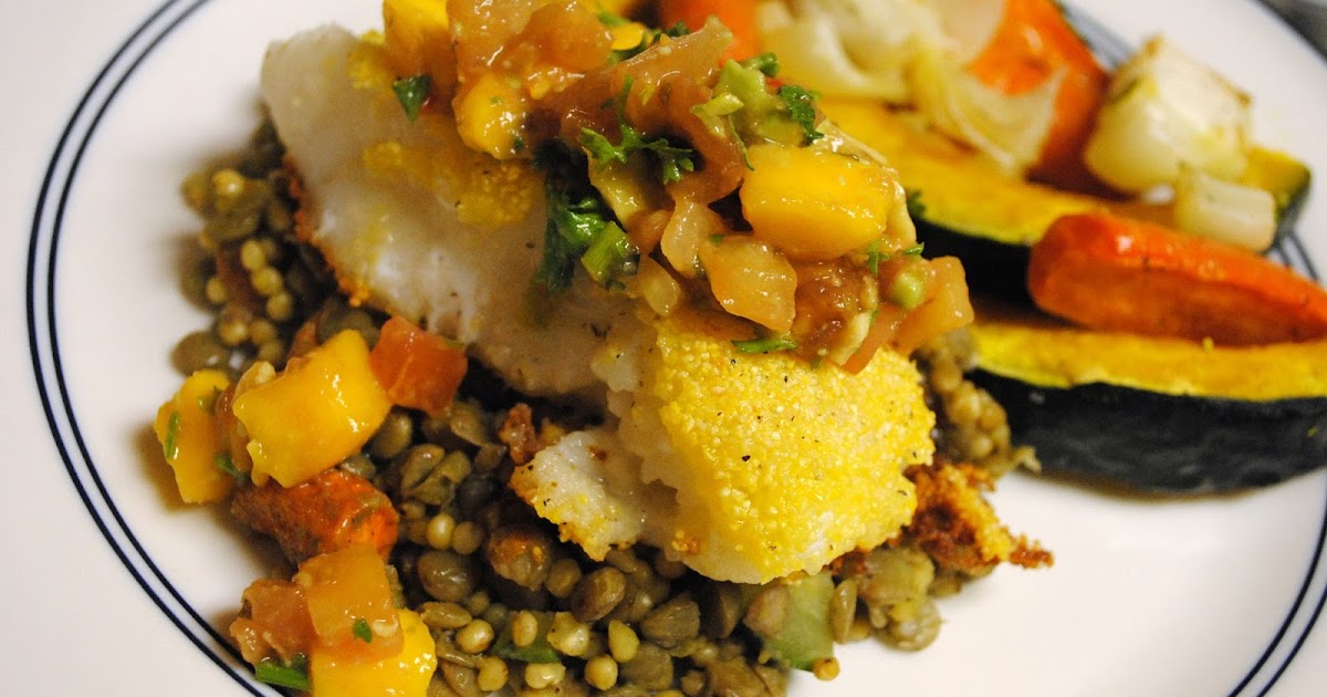 Foodie Reads 2016: Polenta-Crusted Cod with Mango Salsa