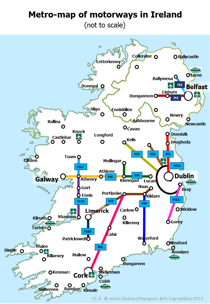 Ireland Road Map Motorways Ireland Road Map Motorways