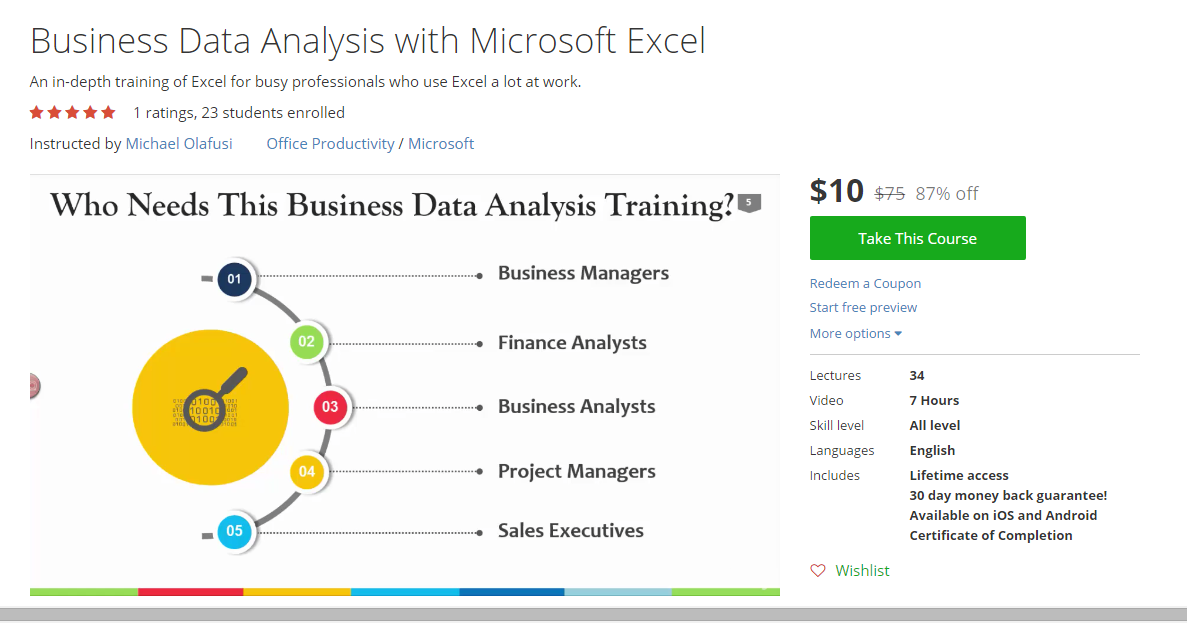 Data analysis excel training - subtitleprofile
